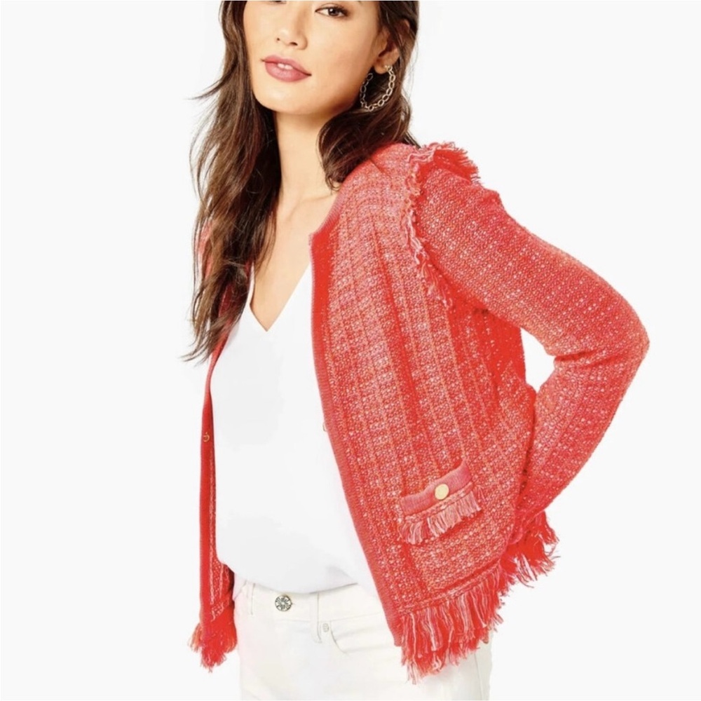 Lilly Pulitzer Simora Fringe Tweed Blazer - Gem